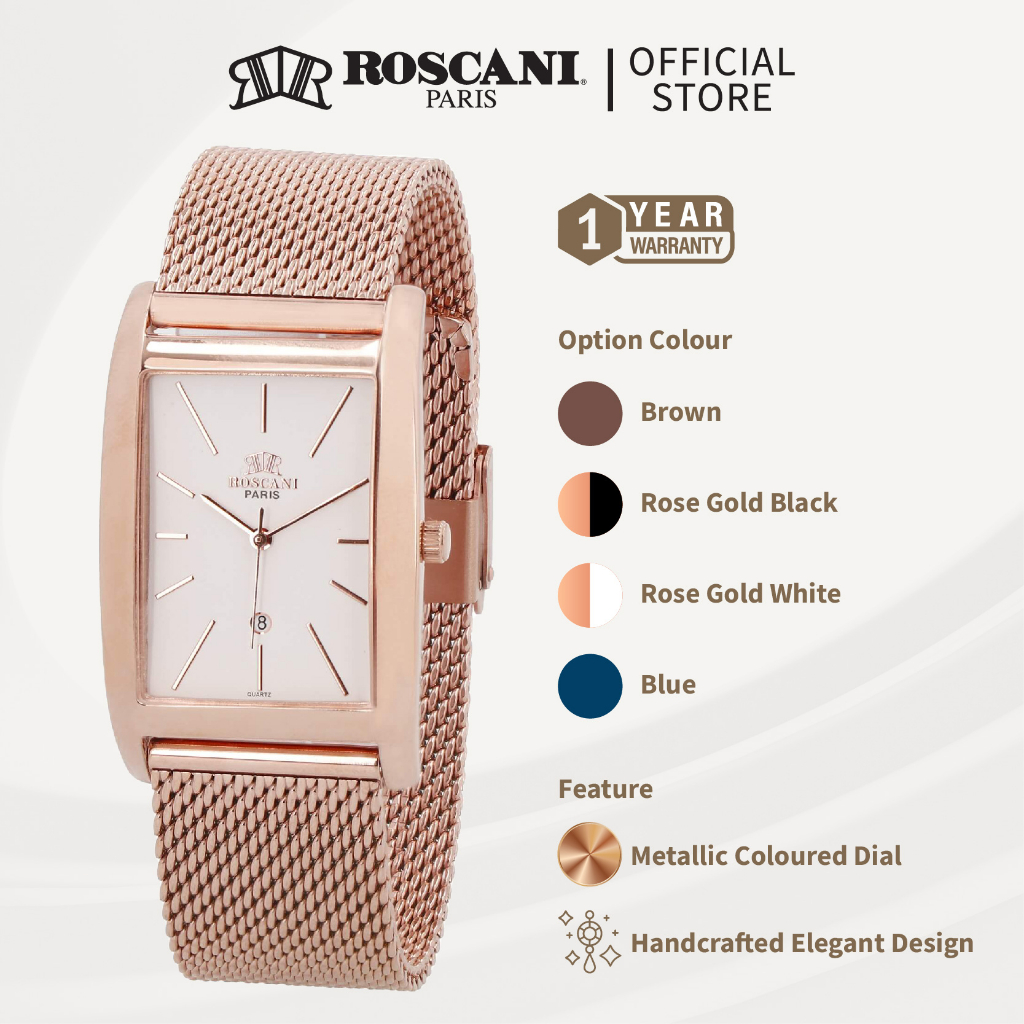 Roscani Ryan B 405B Mesh Curved Crystal Men Watch | Shopee Malaysia