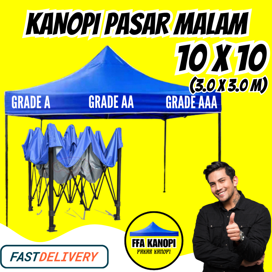 10x10 (3 x 3m) KANOPI Pasar Malam Berlipat Folding Canopy FFA Ready ...
