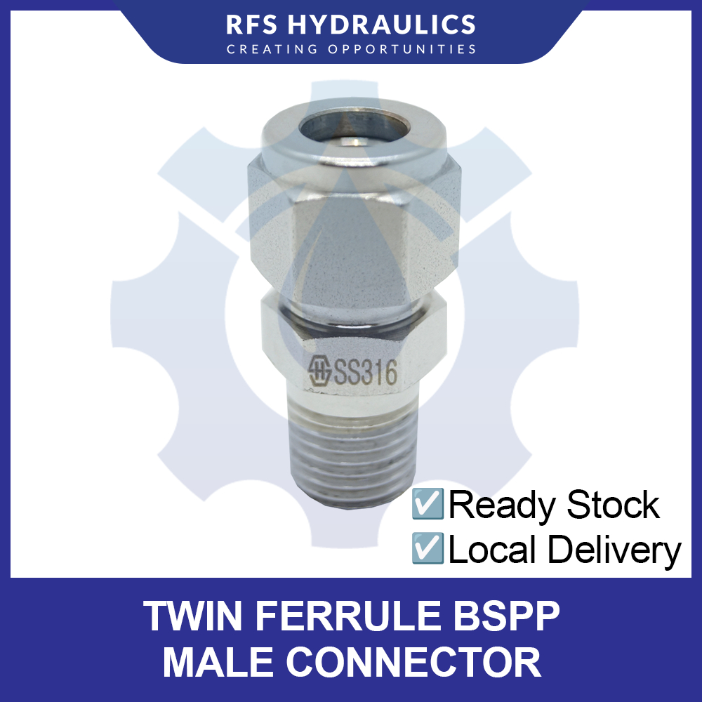 RFS Stainless Steel SS316, 1/4" OD to 1" OD BSPP Male Connector with ...