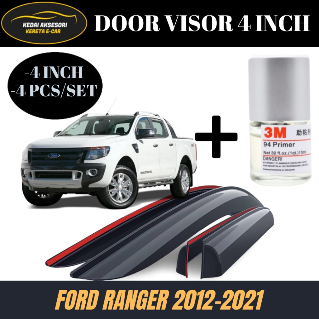 Ford Ranger T6/T7 2012-2021 Door Visor Wind Deflector Air Press Window ...