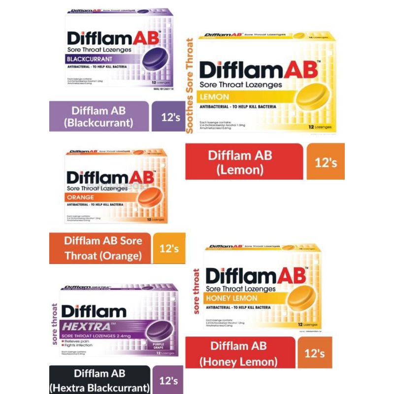 Difflam AB (Lemon/ Honey lemon/ Orange/ Blackcurrant)/ Hextra Sore ...