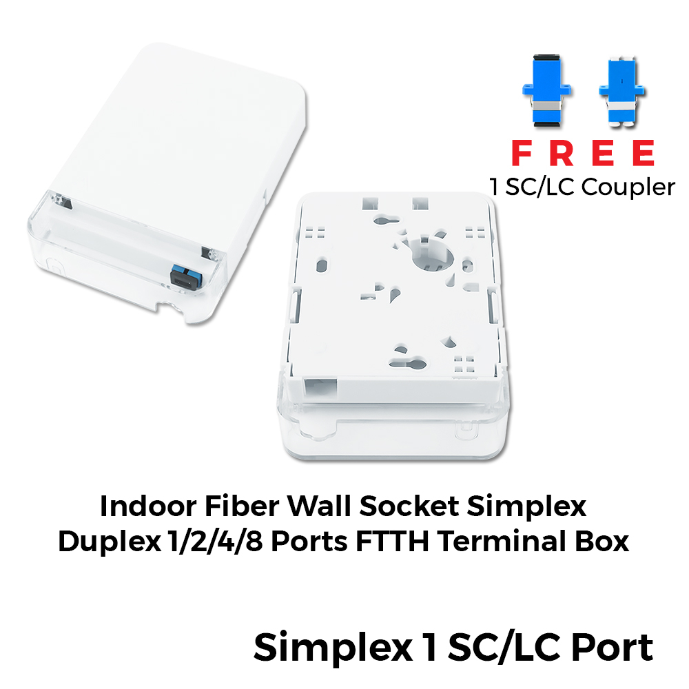Indoor Fiber Wall Socket Simplex Duplex 1/2/4/8 Ports FTTH Fiber Optic ...