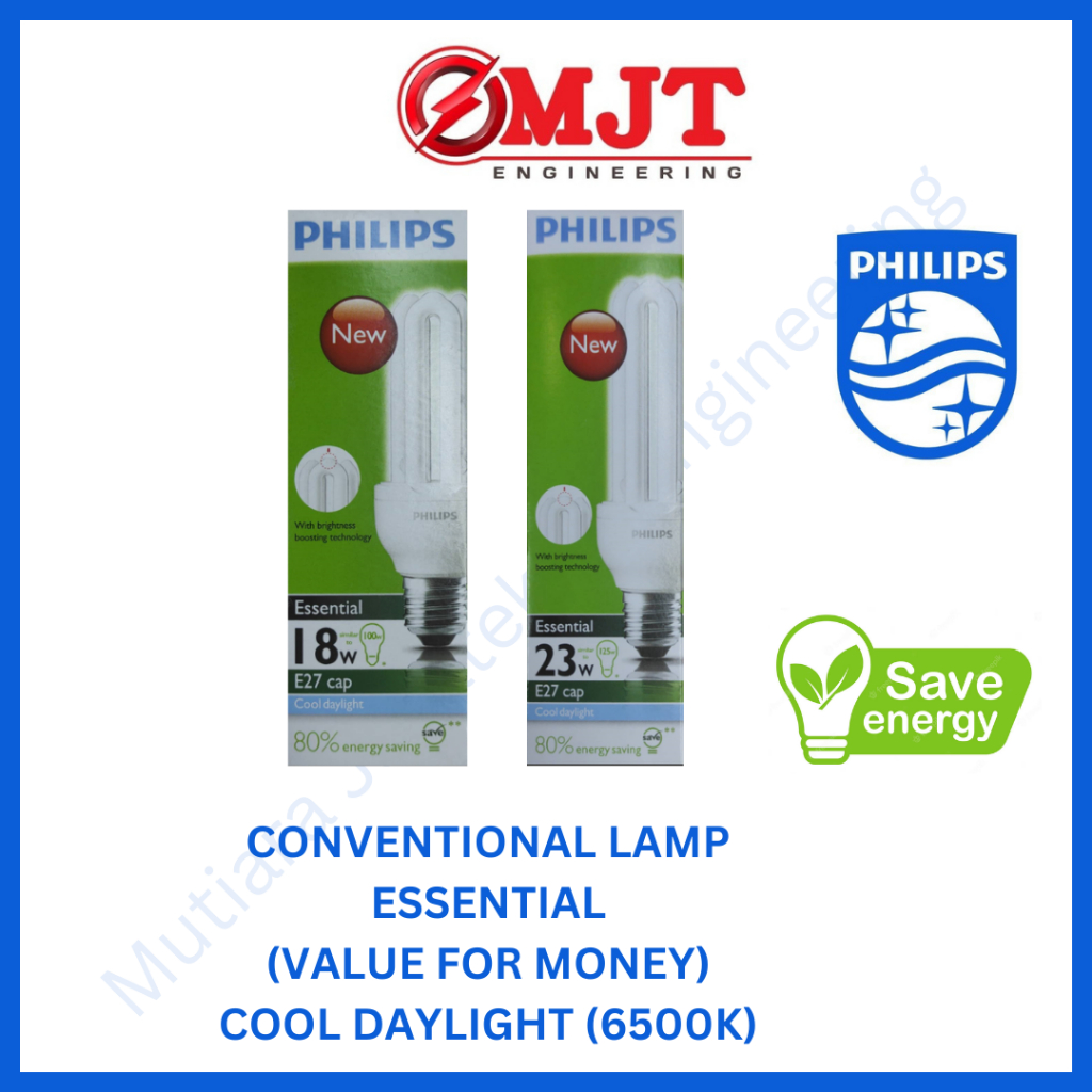 PHILIPS Essential (Value For Money) Conventional Lamp 18W 23W 6500K ...