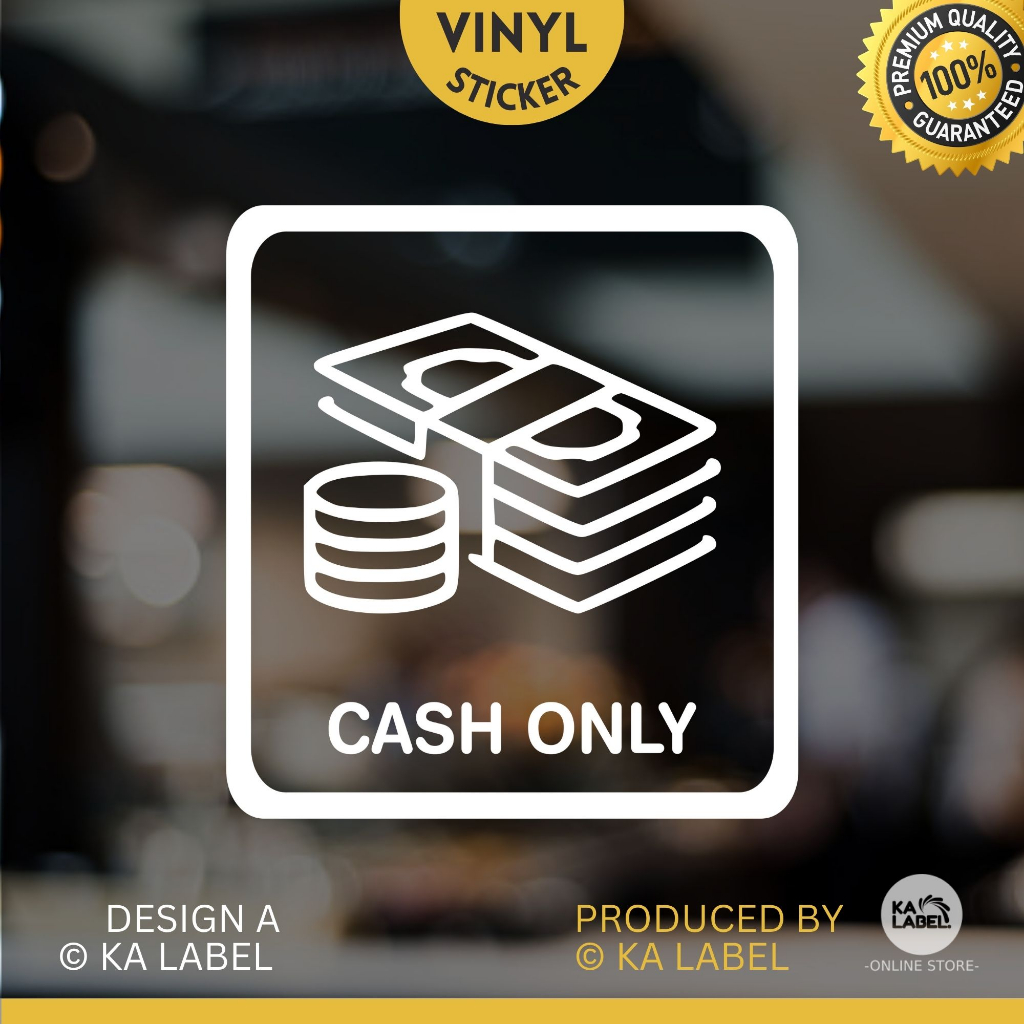 (Ready Stock) Cash Only Sticker Home / Office / Shop Vinyl Sticker (Die ...
