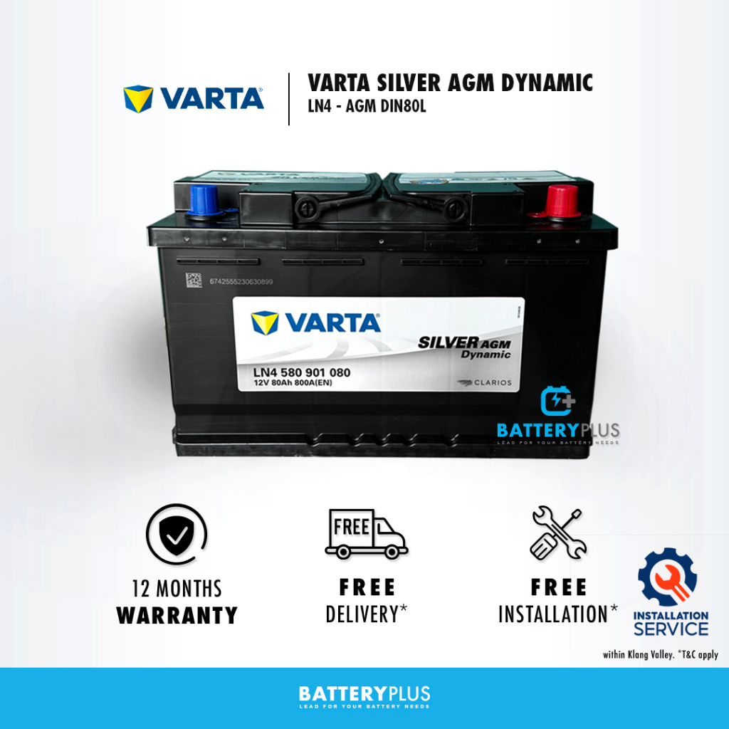 [ Installation Provided ] LN4 AGM | DIN80L | DIN80 Varta Silver AGM Dynamic Car Battery Bateri ...