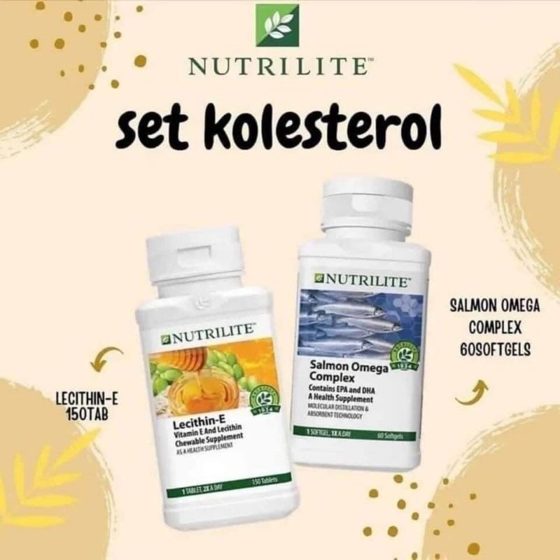 SET KOLESTROL NUTRILITE AMWAY Lecithin E & Salmon Omega Complex ...