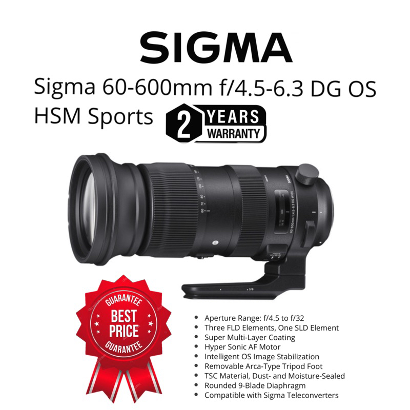 Sigma 60-600mm F/3.5-6.3 DG OS HSM SPORTS LENS FOR SONY E/CANON EF ...