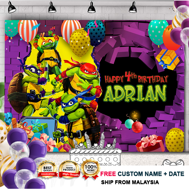 Birthday Banner / Birthday Decoration / Hari Jadi - Turtles / Ninja ...