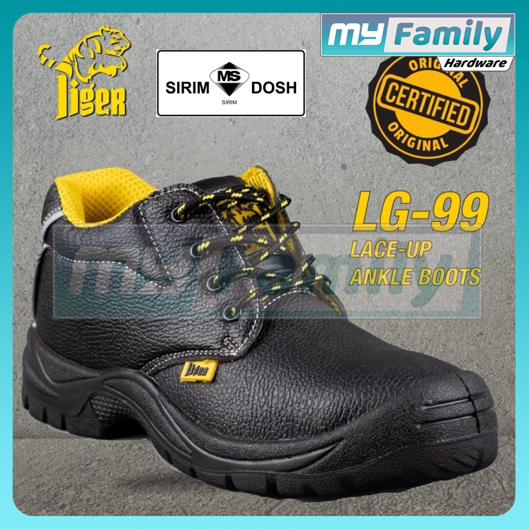 LIGER LG 99 SIRIM DOSH Safety Working Footwear Shoe Boot Steel Toe Cap Black 5.5" Lace Up Ankle ...
