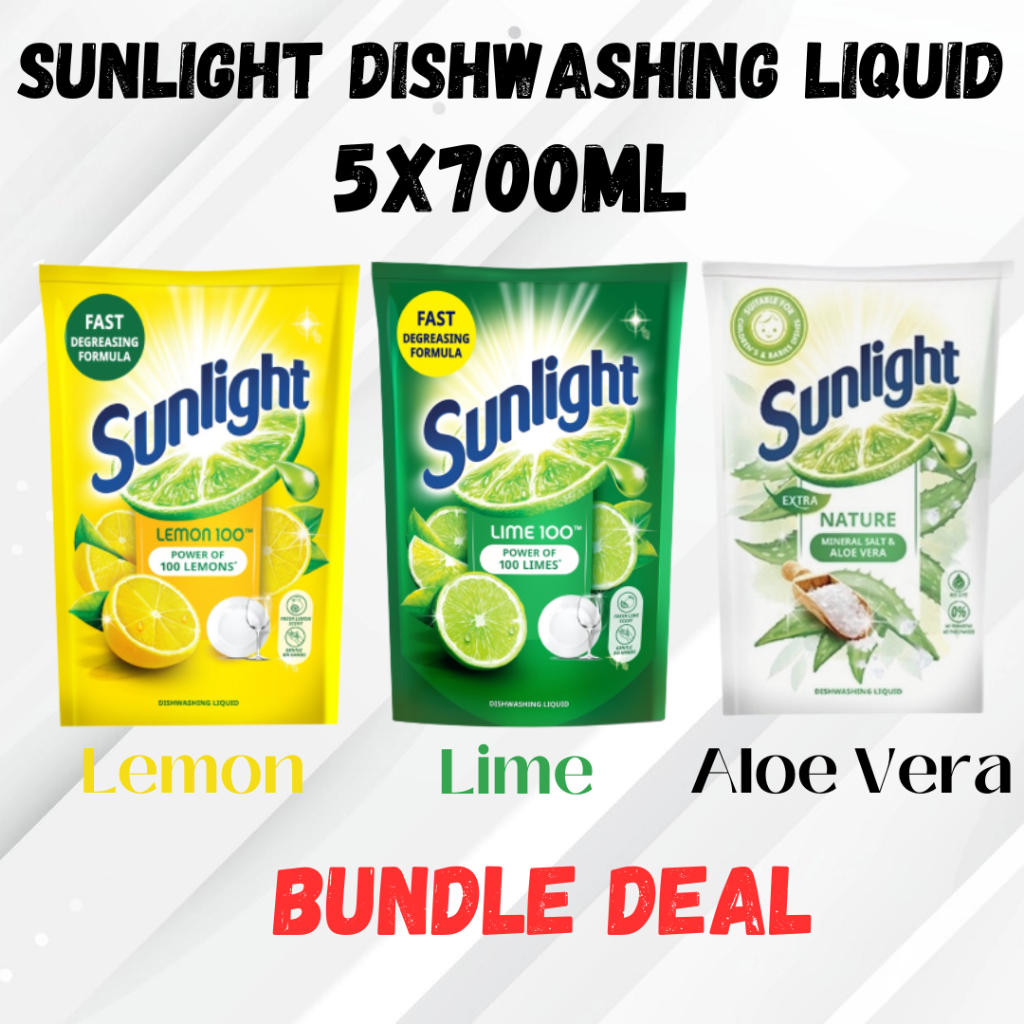 Sunlight Dishwashing Liquid Assorted Flavour Refill Pack 5x700ml ...