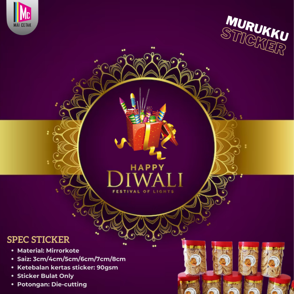 😻Custom Murukku Sticker/Happy Diwali 2023 | Shopee Malaysia