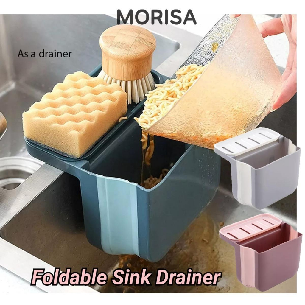 Sink Drainer Kitchen Sink Rack Drain Rack Triangle Multi-function Drain Basket Leftovers Hanging ...