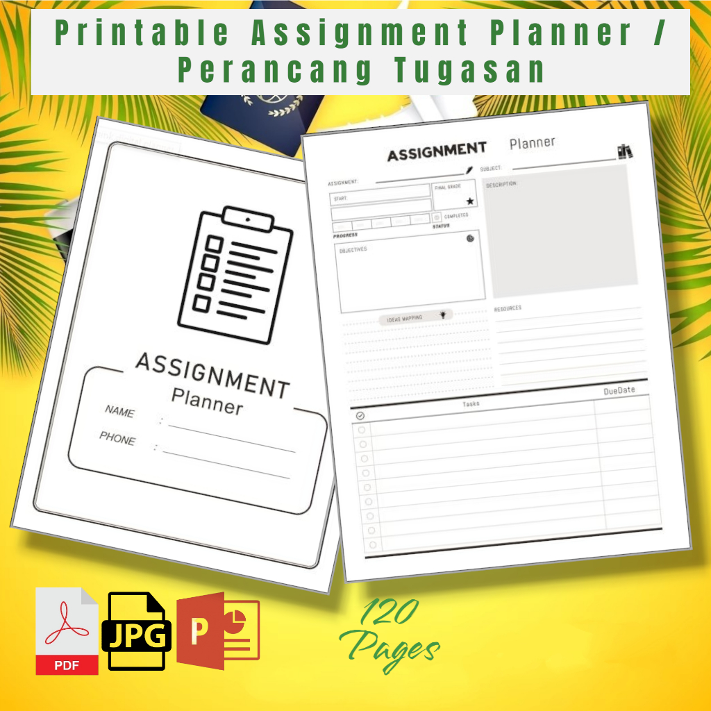 Printable Assignment Planner / Task Planner / Perancang Tugasan - 120 ...