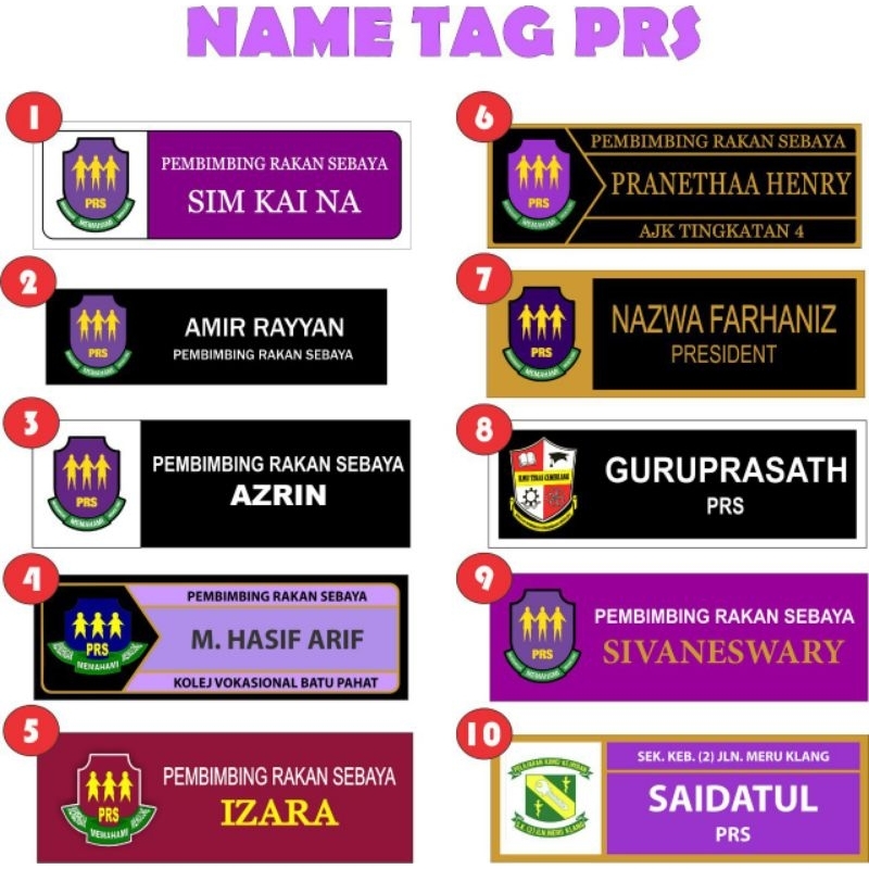 NAME TAG PRS/PENGAWAS/PSS/KETUA KELAS | Shopee Malaysia