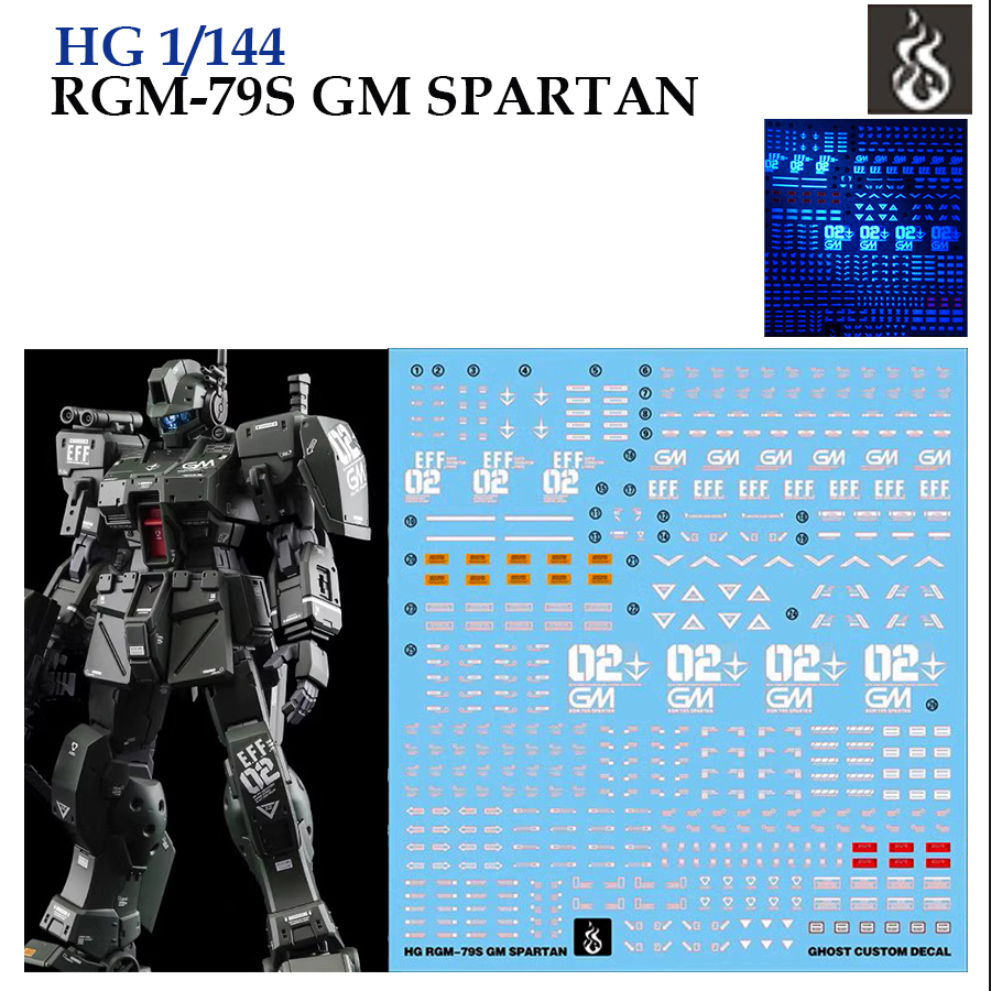 [COPY GHOST] HG76 HG 1/144 RGM -79S GM SPARTAN WATER SLIDE DECAL [White Fluorescent] HGUC PB ...