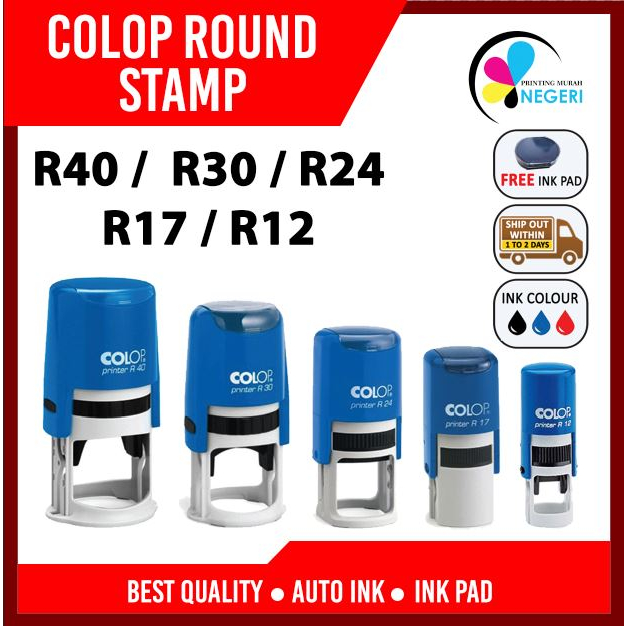 SAME DAY POST OUT COLOP Self-Inking Round R12 R17 R24 R30 R40 | Shopee Malaysia