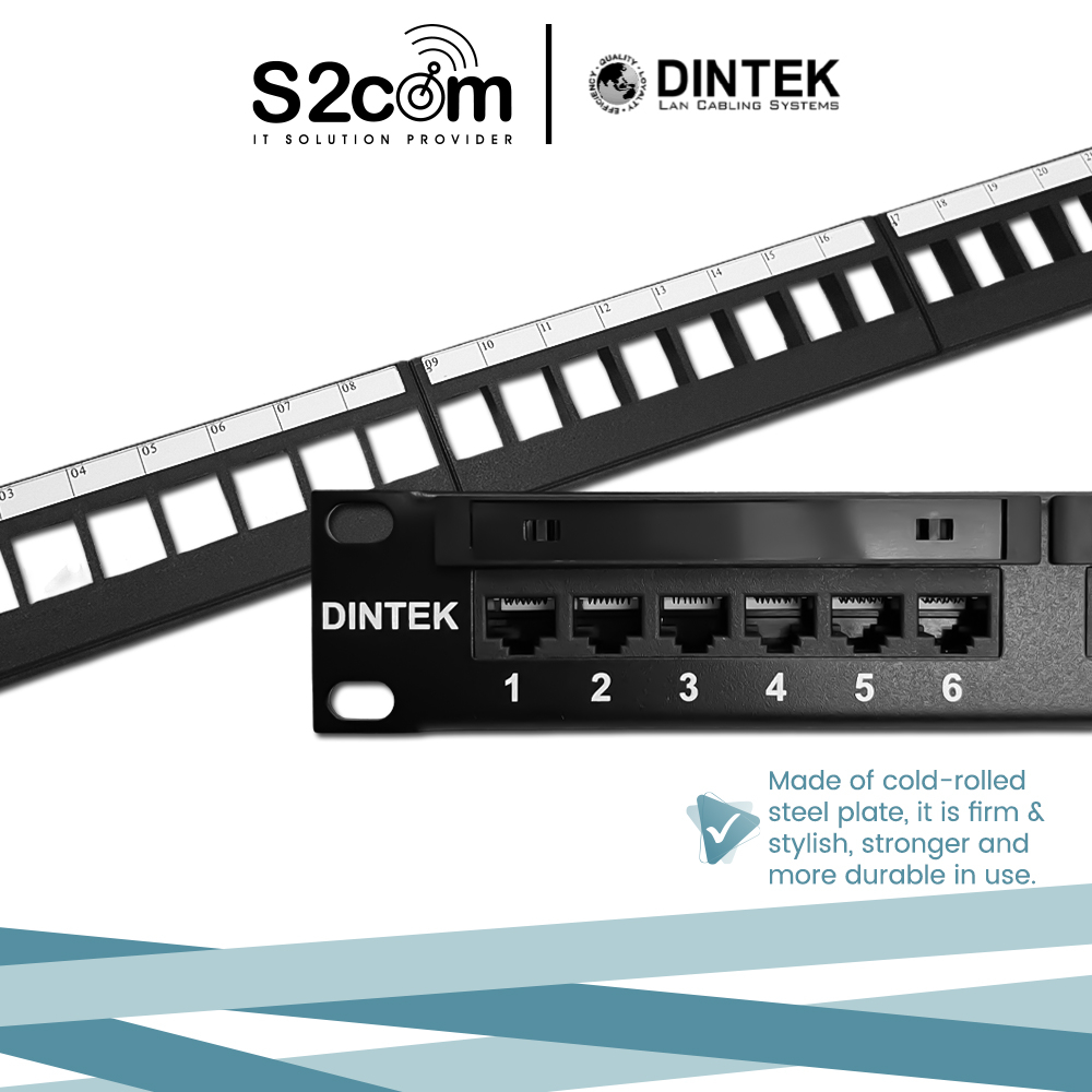 Dintek PowerMAX 1U 24 Port Cat6 UTP / Snap In Patch Panel | Shopee Malaysia