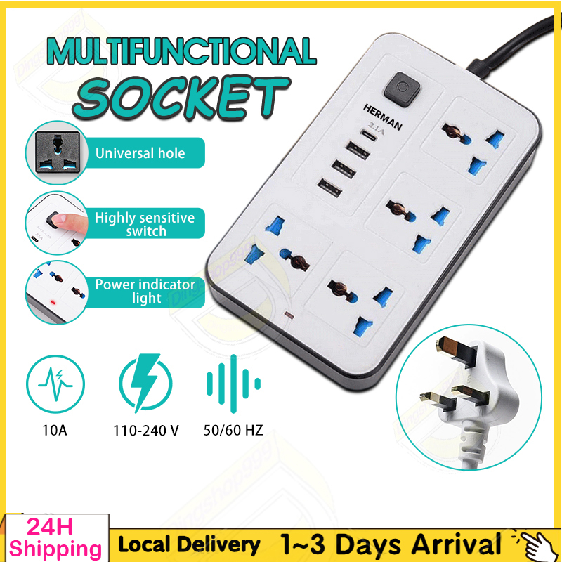 2m Power Socket 4 Usb Port 4 Universal Power Strip Extension Plug Power Socket Electric Sockets