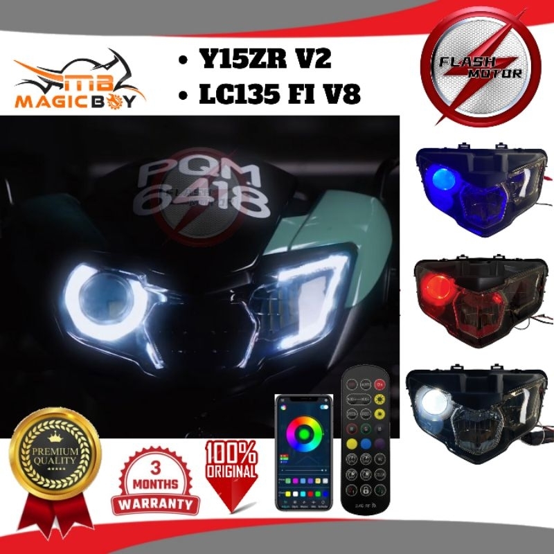 YAMAHA Y15 Y15ZR V2 & LC135 FI V8 MAGIC BOY HEAD LAMP LED CUSTOM APP C1 LIGHT LAMPU (Warranty 3 ...
