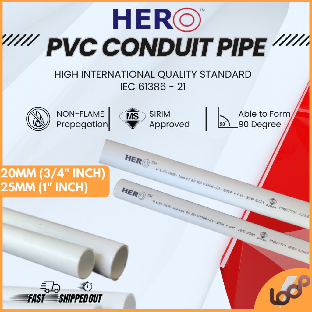 PVC PIPE SIRIM APPROVED / PAIP PVC WIRING / ELECTRICAL PVC CONDUIT PIPE 20MM (3/4'') / 25MM (1 ...