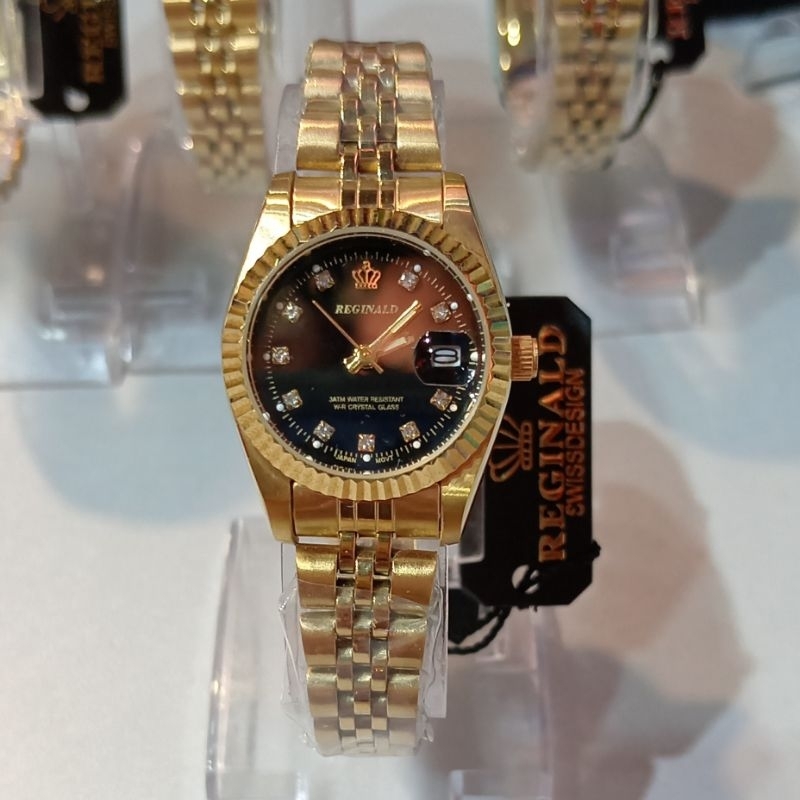 Jam emas perempuan Reginald gold tone watch | Shopee Malaysia