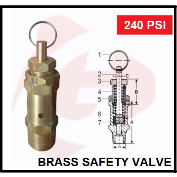 [VALVE] 16BARS, 240PSI BRASS SAFETY VALVE WITH ADJUSTABLE 3BAR TO ...