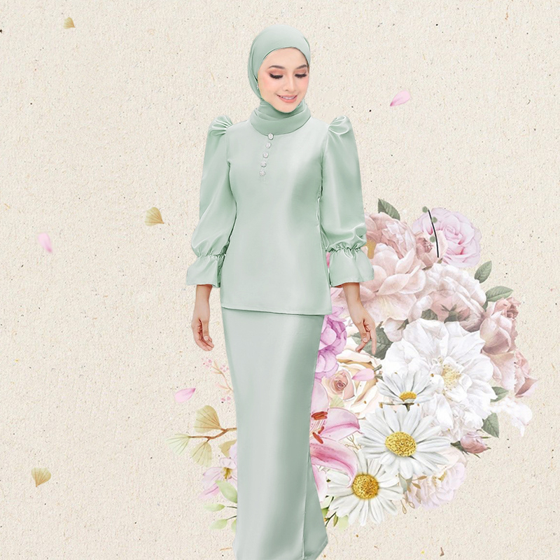Baju Kurung Green Tea Baju Raya 2023 Baju Kebaya Nursing/Breastfeeding ...