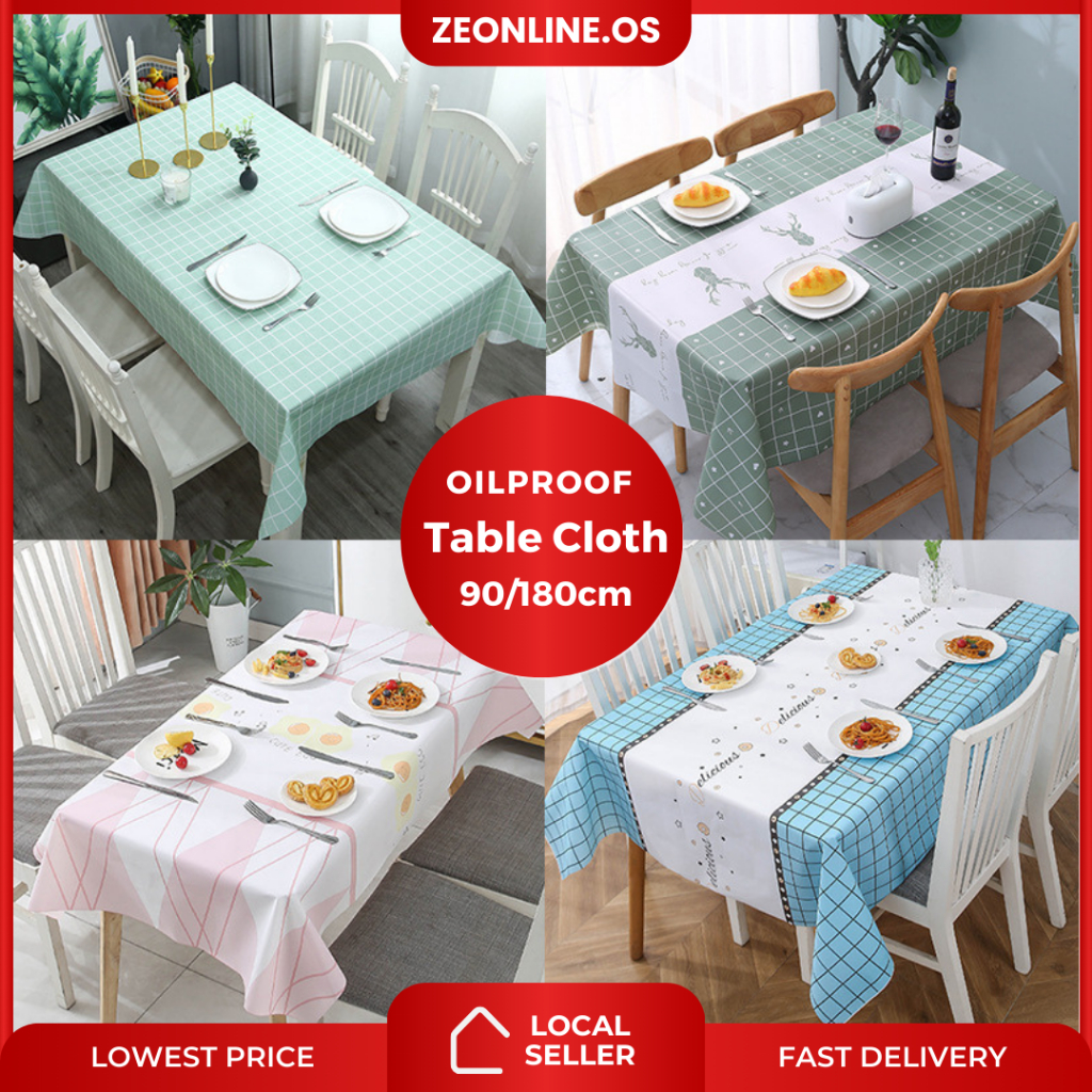 Waterproof Plastic Table Cloth Cover Fashion PVC Grid Printed Kitchen ...
