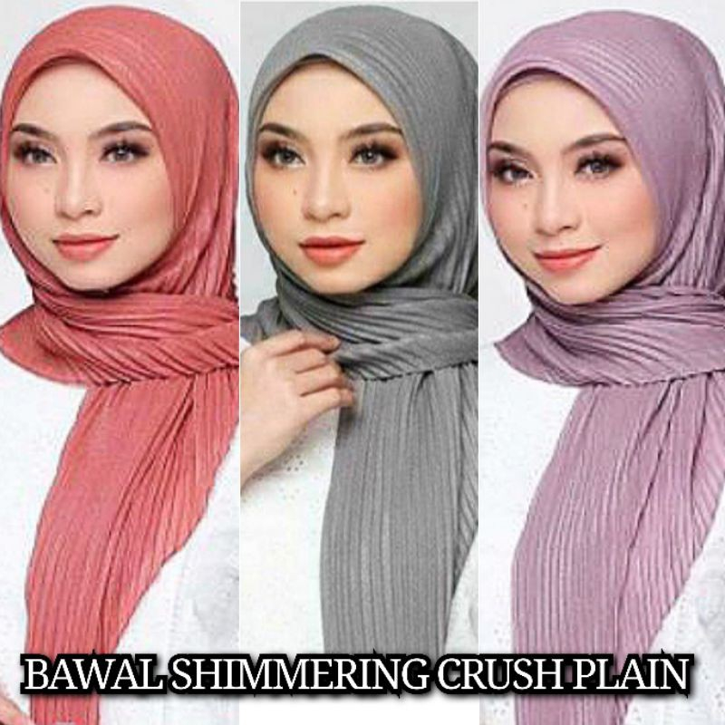 Restock Bidang 45 Tudung Bawal Cornskin Shimring Chiffon Crush Full ...