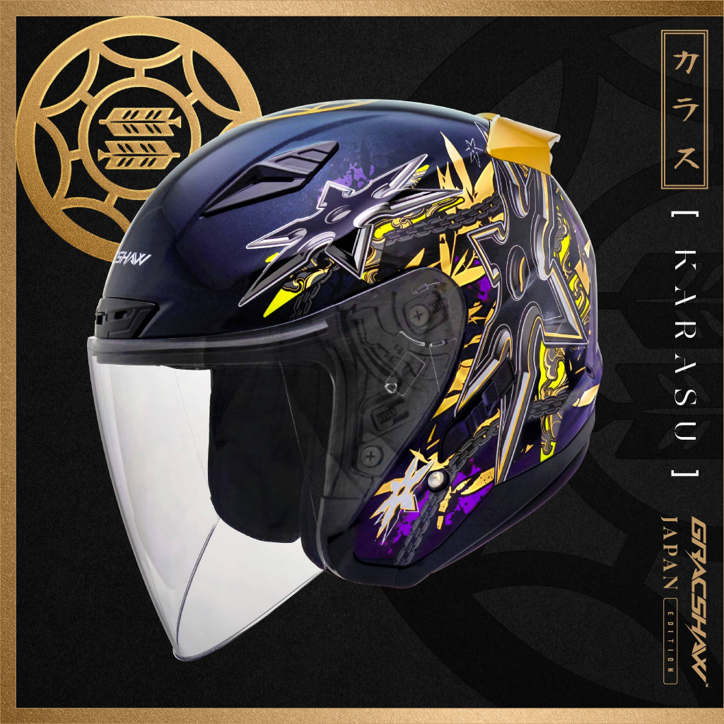 [FREE BAG] Gracshaw G535 Gennex Japan Edition KARASU helmet (double ...