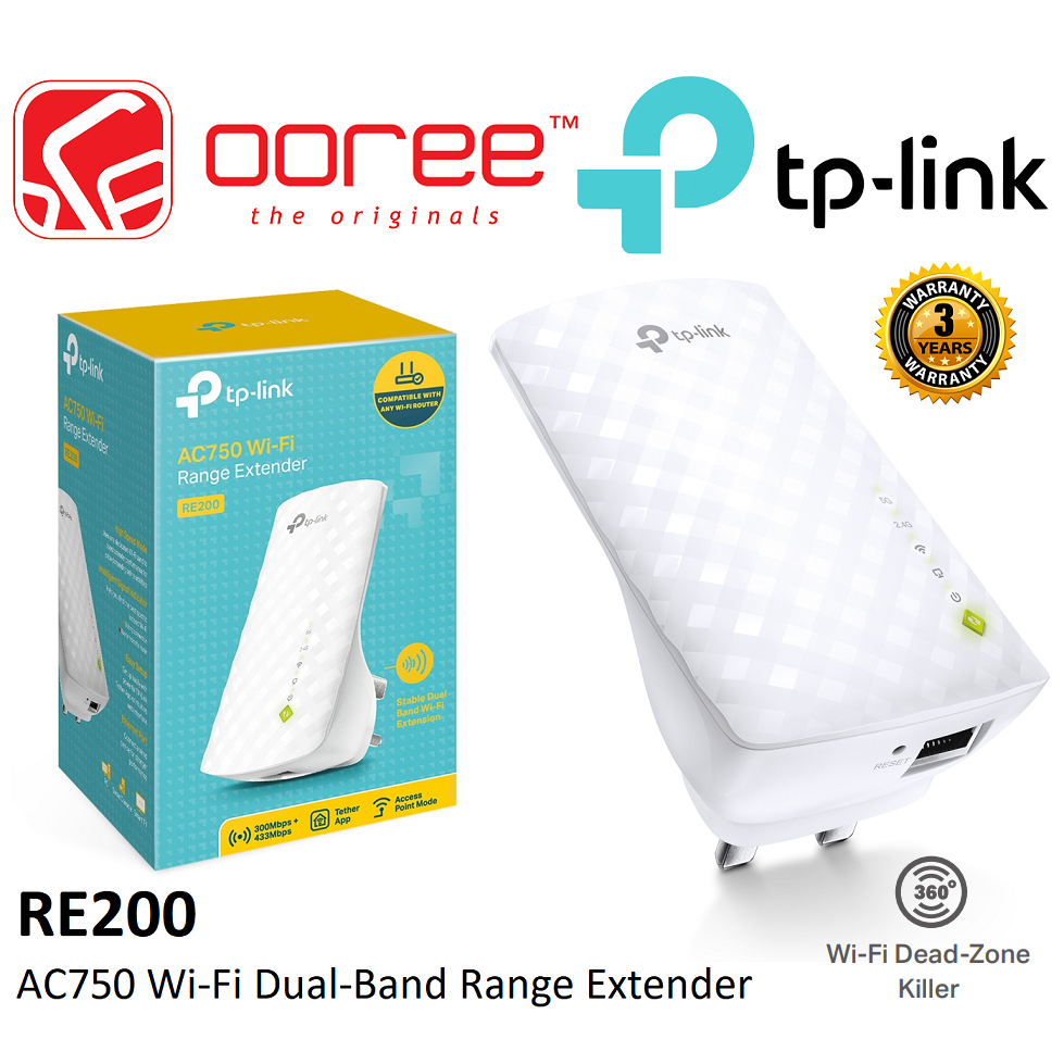 TP-LINK RE200 AC750 DUAL-BAND WI-FI RANGE EXTENDER WITH WI-FI DEAD ZONE ...