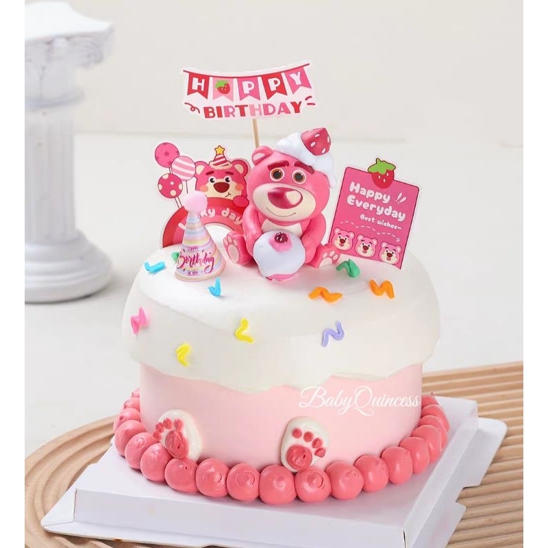 🇲🇾[READY STOCK] Kids Boy Girl Strawberry Bear Lotso Kids Cake Topper ...