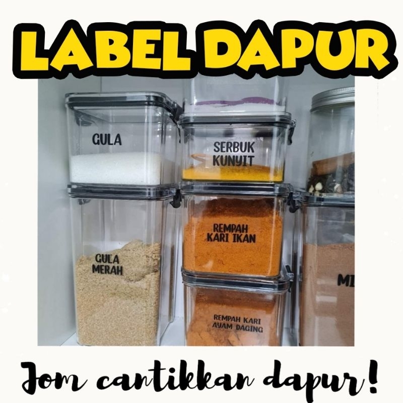 Sticker Dapur Label Dapur Waterproof Saiz 3cm x 5cm 90pcs Readymade ...