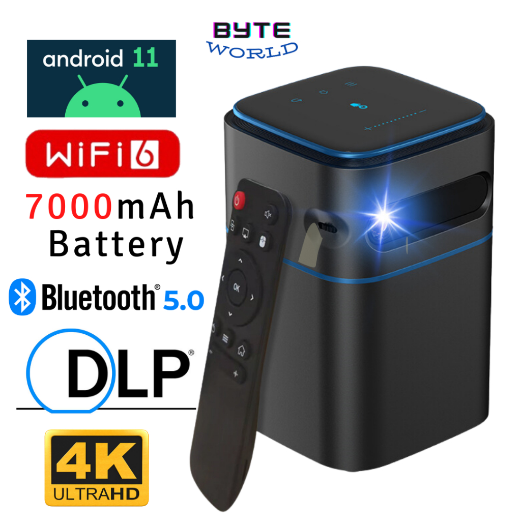 D7 Mini Projector DLP Android 11 WiFi 6 Bluetooth 5 4K Projector for ...