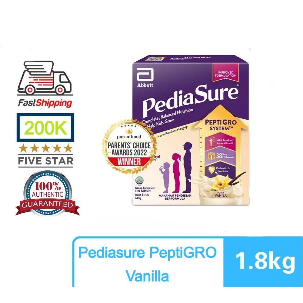 Pediasure Complete Milk Formula 1-10 Years - Vanilla , Asli (1.8kg ...