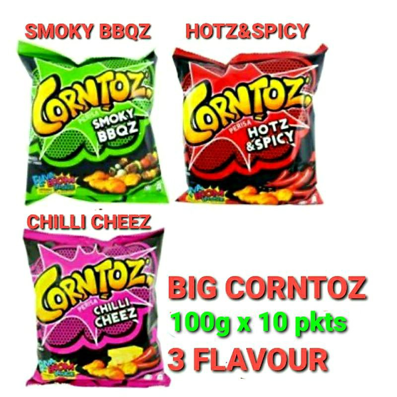 Mamee Corntoz Smoky BBQZ/ Chilli Cheez/ Hotz & Spicy Snacks 100g ...