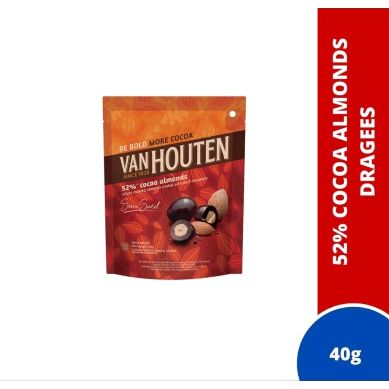 Van Houten Dark Milk Chocolate 52% Cocoa Almond 40g | Shopee Malaysia