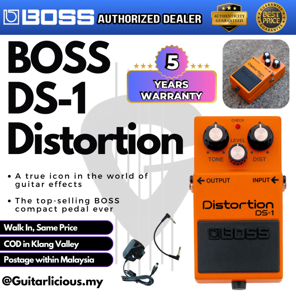 BOSS Distortion (DS-1) Guitar Effects Pedal with patch cable set ( DS1 ...