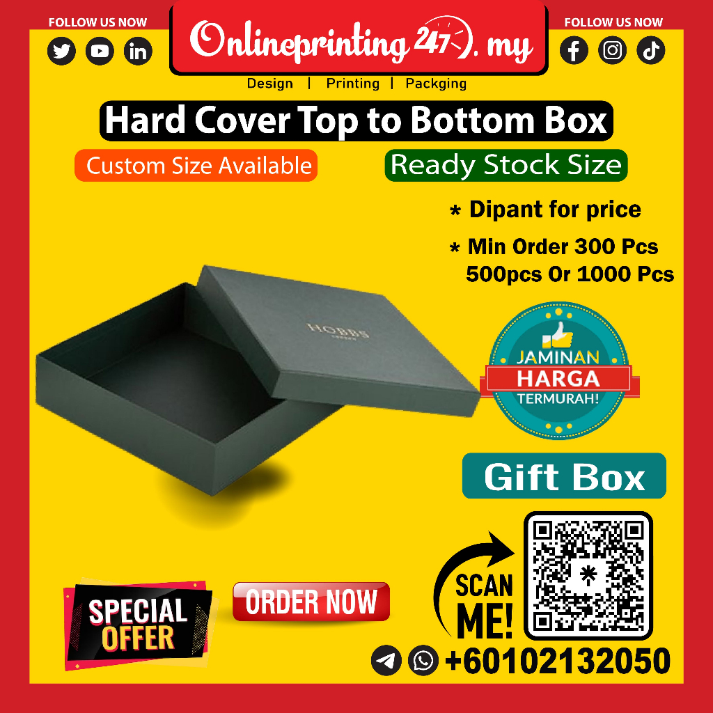 Deluxe Hard Cover Box | top to bottom box | Gift Box | Big Foldable ...