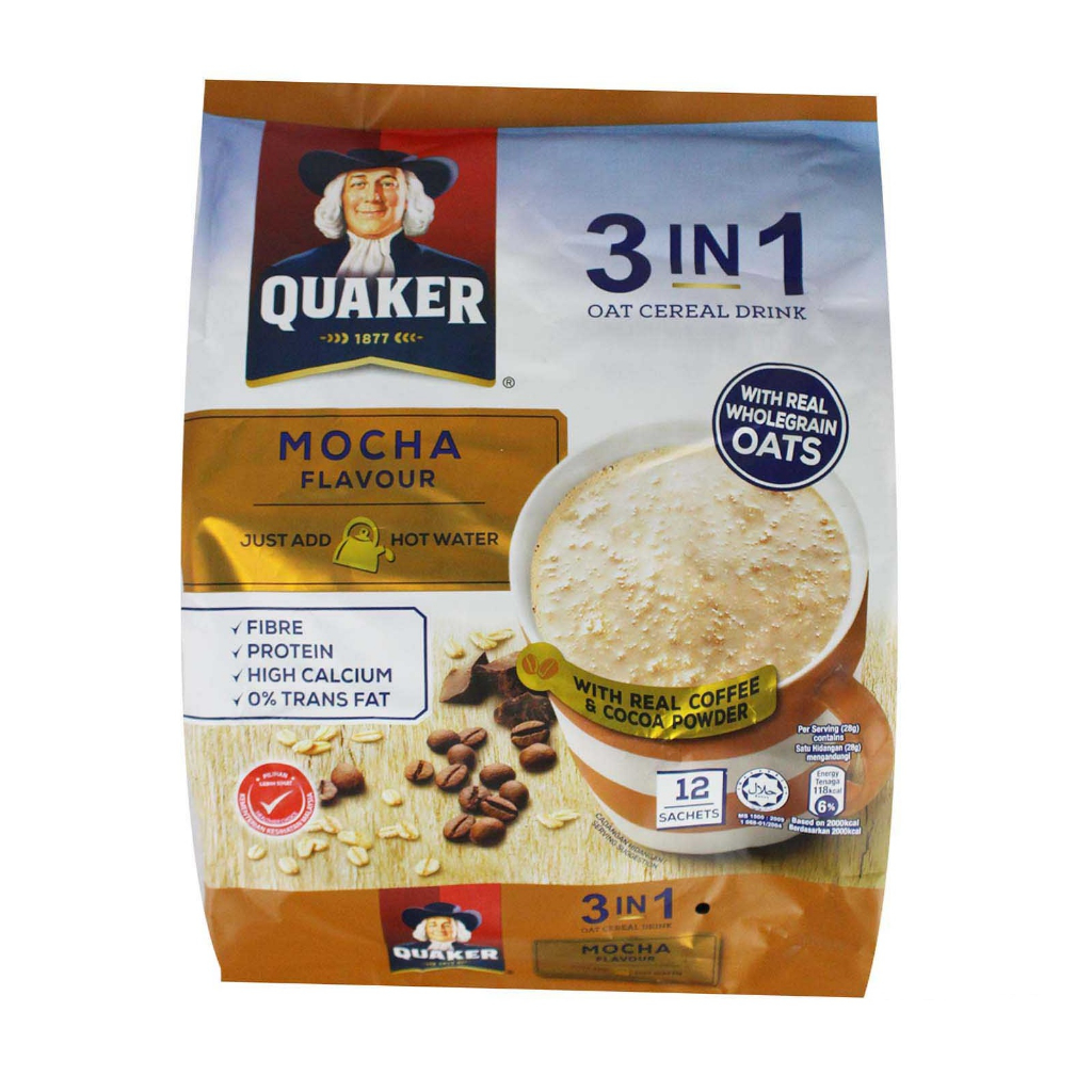 Quaker 3 in 1 Oat Cereal Drink Mocha (12's x 28g) | Shopee Malaysia