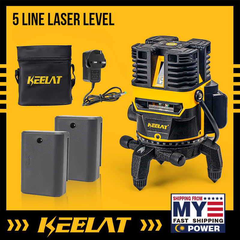 KEELAT 5 Lines 6 Point Adjustable Laser Level 360° Rotary Cross Self ...