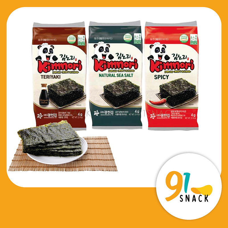 Kimnori Korean Crispy Seaweed Korea (4g x 3) Snack Snek 韩国进口香脆紫菜 (Pack ...