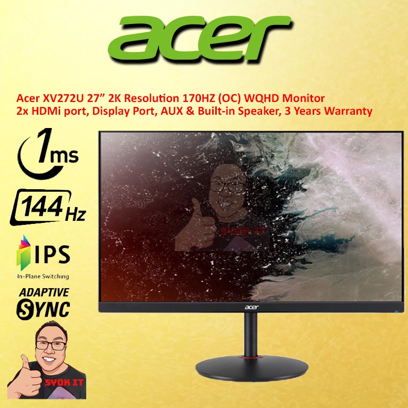 Acer Nitro XV272U 27" WQHD IPS 170Hz (1Ms GTG) Gaming Monitor | Shopee ...