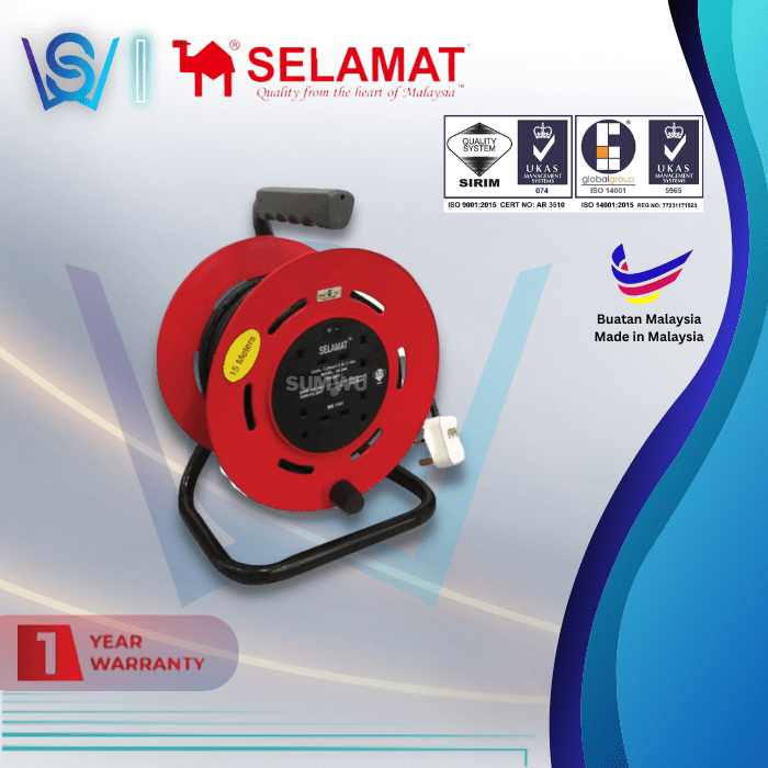 SELAMAT (40m/15m) 4 Gang Extension Industrial Type Portable Cable Reel ...