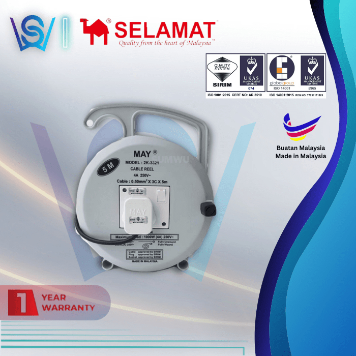 [SIRIM Approved] SELAMAT 1 GANG PORTABLE CABLE REEL with SIRIM Approval ...