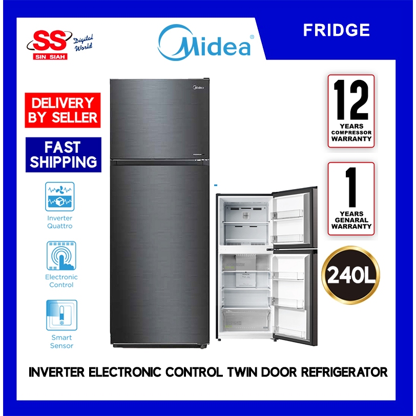 SEDA 4.0 VOUCHER 】Midea 200L 240L 280L Inverter Refrigerator 2 Door Fridge Peti Sejuk Peti Ais 2 ...