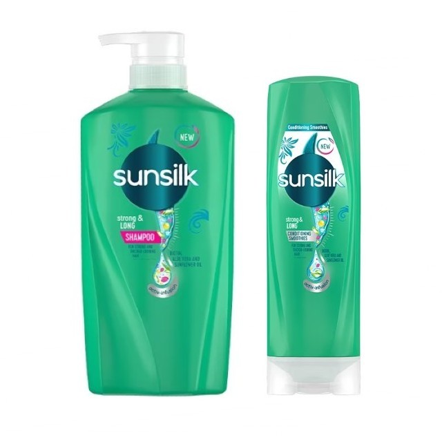 SUNSILK Strong & Long Shampoo 625ml & Conditioner 300ml (Exp 2027 ...