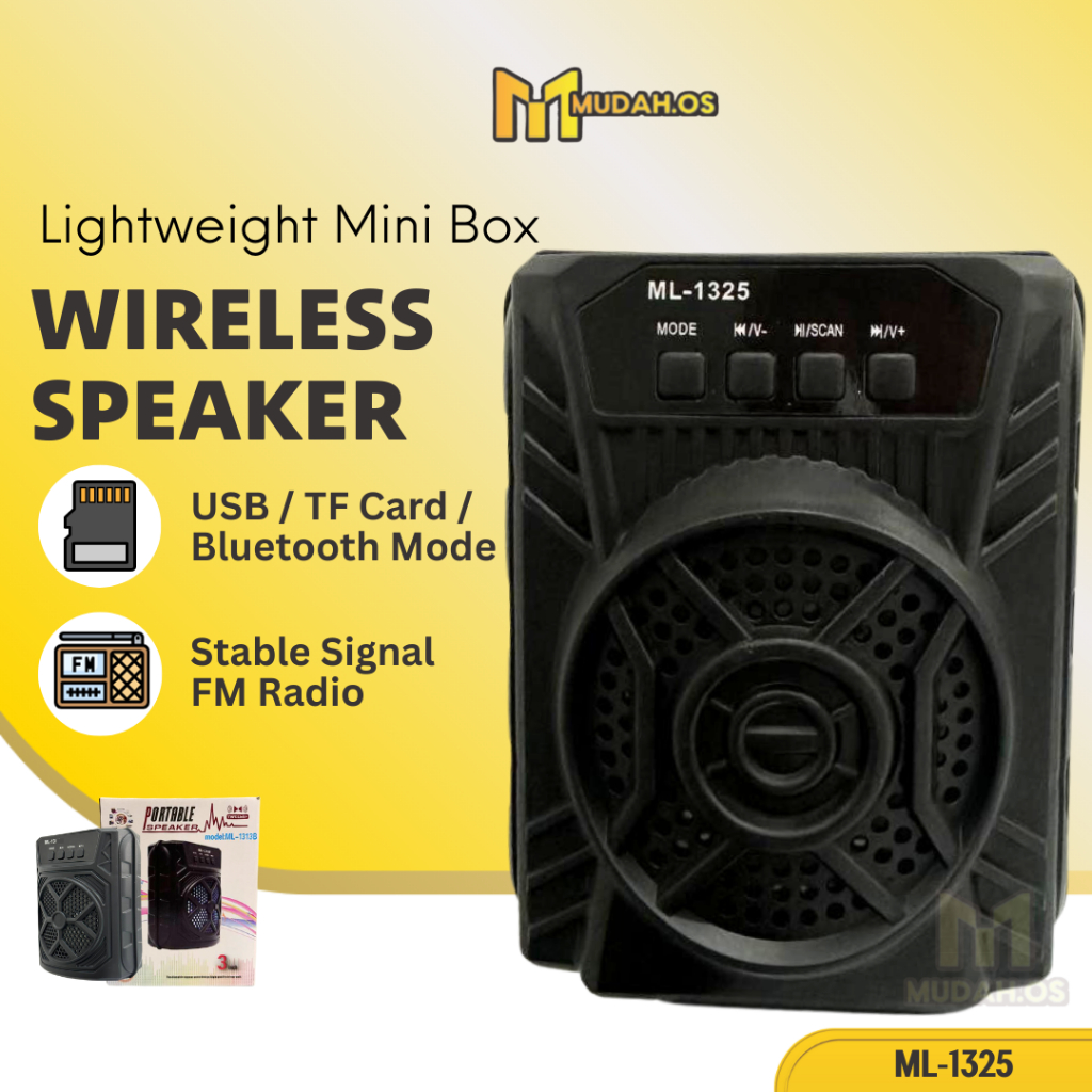 Wireless Bluetooth Mini Super Bass Speaker ML-1325 USB Pendrive SD Card ...