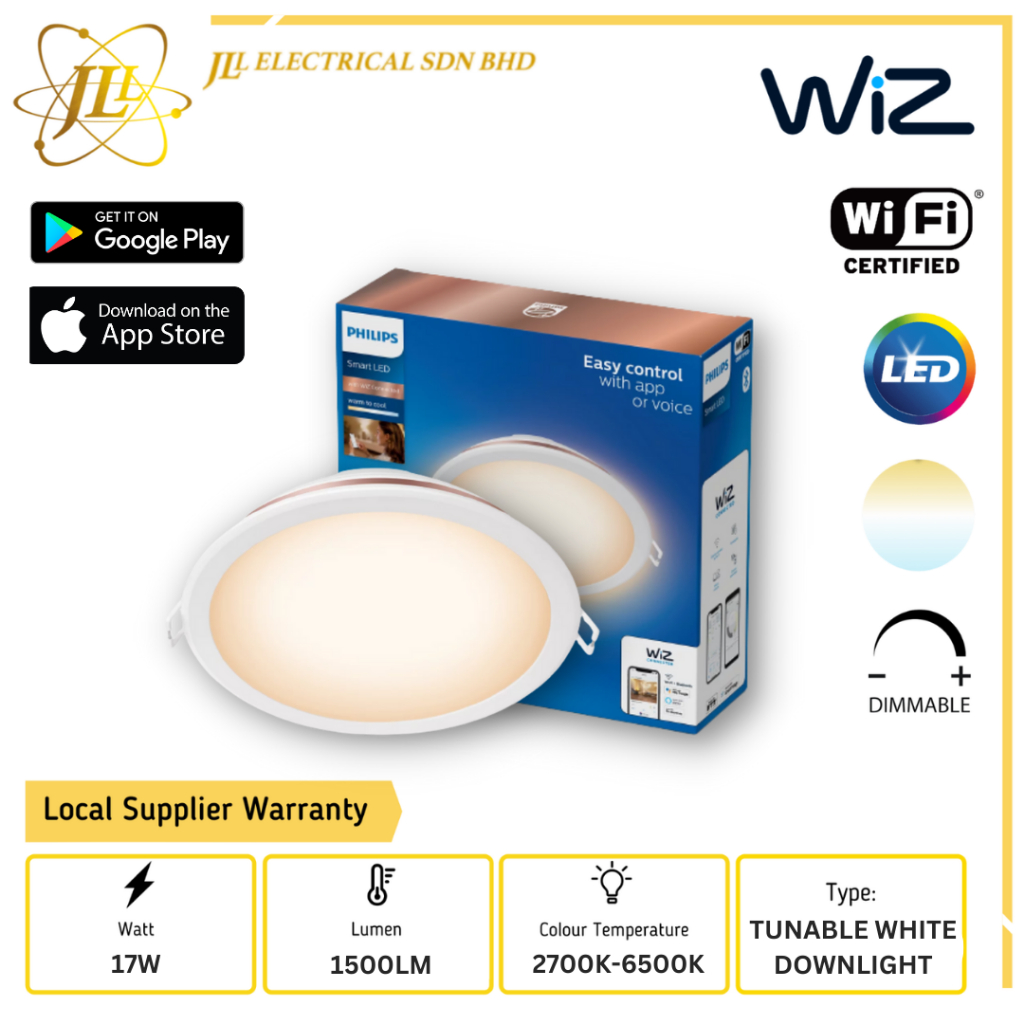 PHILIPS WIZ 17W 1200LM 6" TUNABLE WHITE 2700K-6500K SMART LED RECESSED DOWNLIGHT | Shopee Malaysia