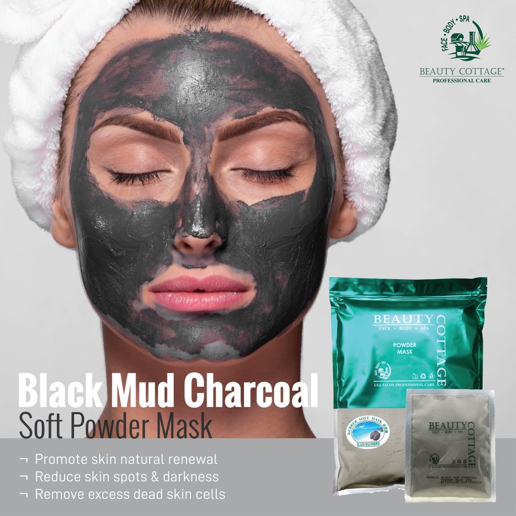 BEAUTY COTTAGE Black Mud Charcoal Rubber Soft Powder Mask 1kg | Shopee ...